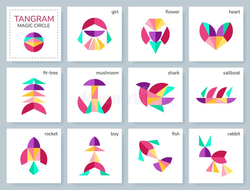 Tangram Puzzle. Vector Set with Various Objects. Stock Vector ...