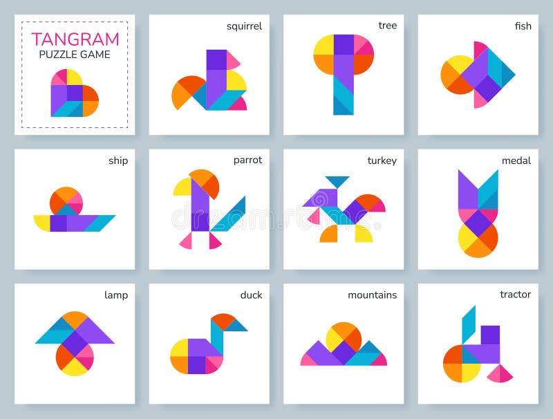 Tangram Puzzle. Vector Set with Various Objects. Stock Vector ...