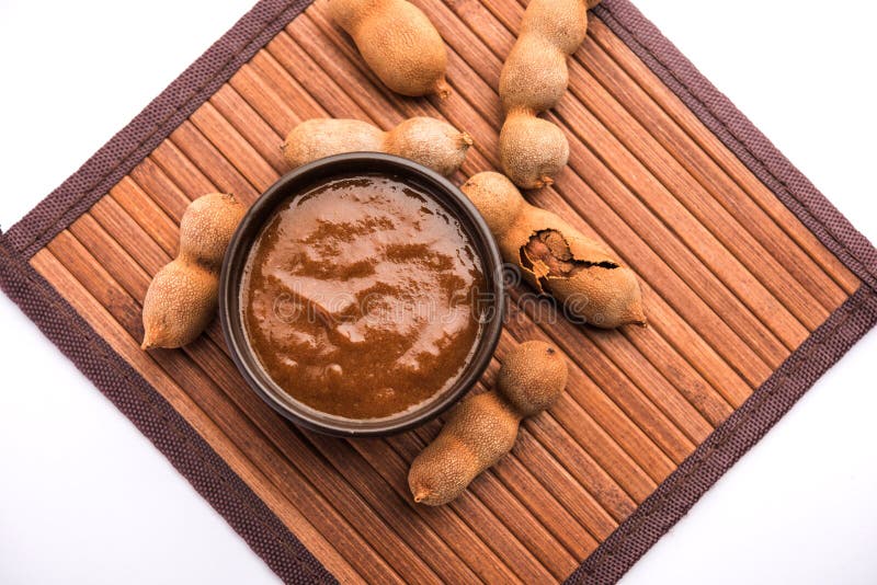 Tangy Tamarind Puree or Imli Paste Stock Photo - Image of brown ...