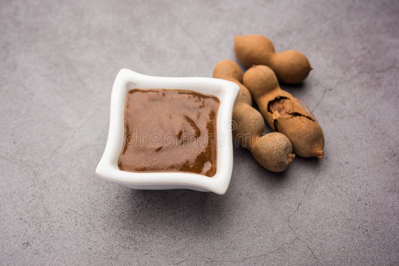 Tangy Tamarind Puree or Imli Paste Stock Image - Image of indica ...