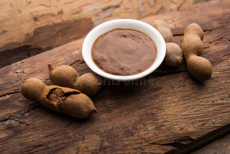 Tangy Tamarind Puree or Imli Paste Stock Image - Image of chutney ...