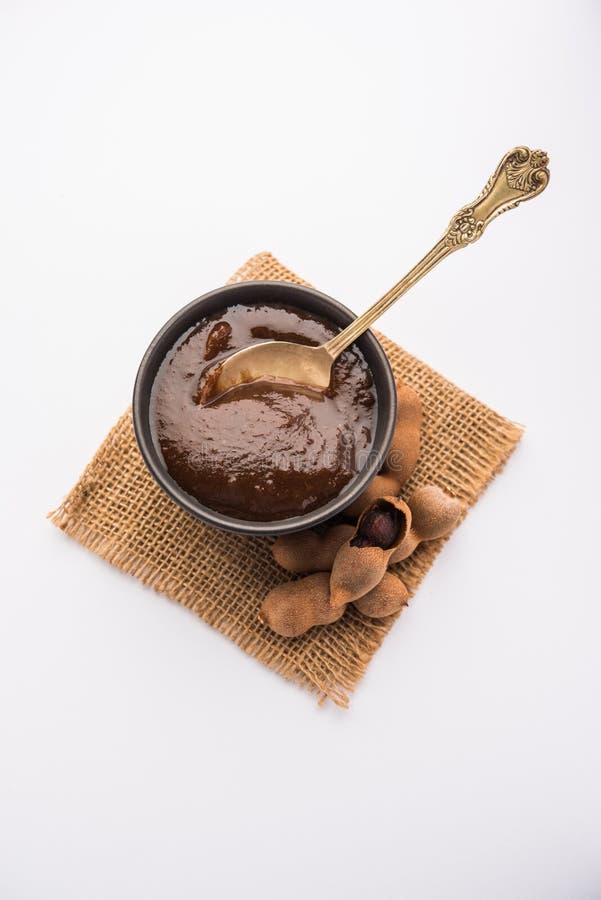 Tangy Tamarind Puree or Imli Paste Stock Photo - Image of imli, brown ...