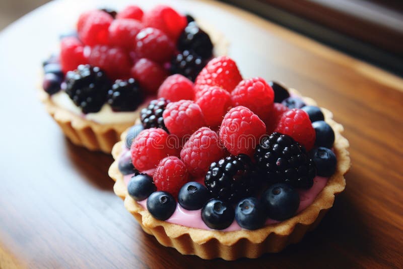 Tangy Two Berry Tarts. Generate Ai Stock Image - Image of dessert ...