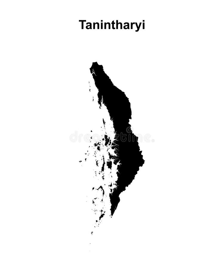 Tanintharyi outline map stock vector. Illustration of burma - 360612619