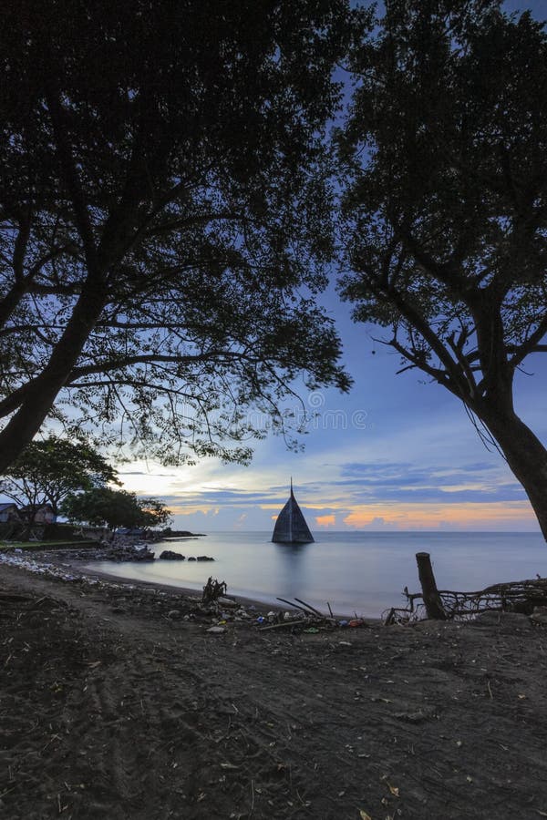 Tanjung Layar Putih at Sunset Stock Photo - Image of layar, putih ...