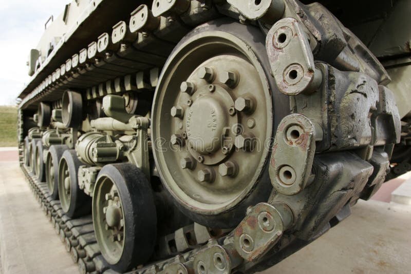 Tank Tracks and Drive Sprocket Wheel Stock Photo - Image of mechanical ...