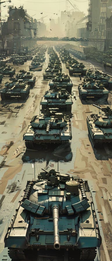 Tank Assembly Line Military Might in the Making Stock Illustration ...