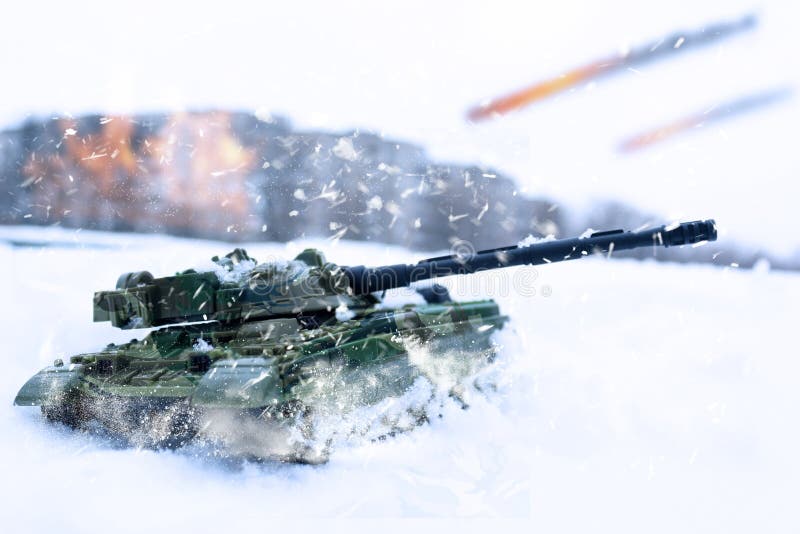 Tank battle in snowstorm stock photo. Image of tank, history - 65673356