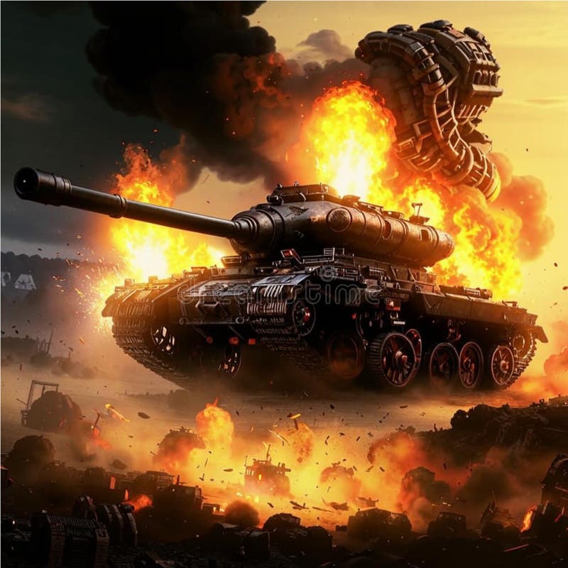 Tank battle stock illustration. Illustration of darkness - 349787555