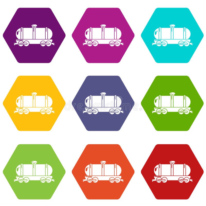 Tank Car Icons Set 9 Vector Stock Vector - Illustration of full, hopper ...