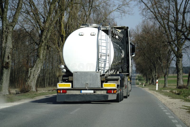 Tank Car on a Road - Back View Stock Photo - Image of rural, gasoline ...