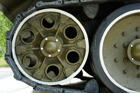 Tank Caterpillar Tread with Wheels Stock Photo - Image of armed ...