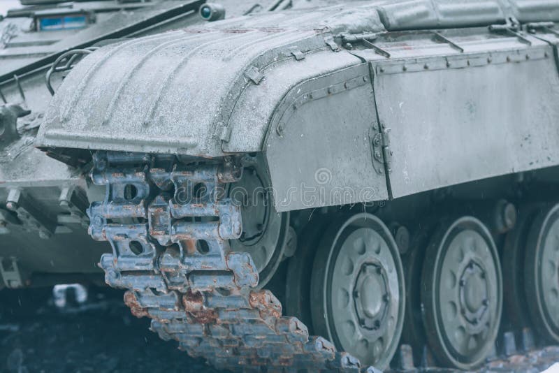 Tank Close-up. Old Military Tank, Side View Stock Photo - Image of ...