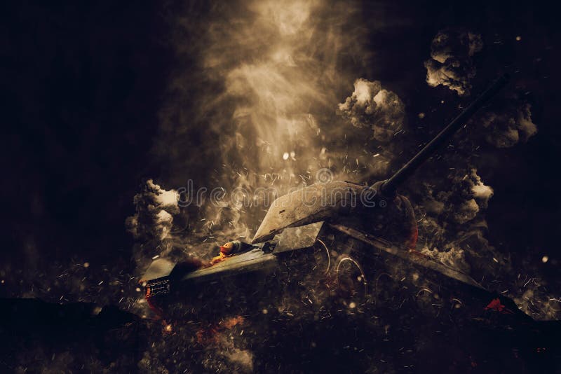 Tank in a cloud of smoke stock image. Image of fight - 102415659