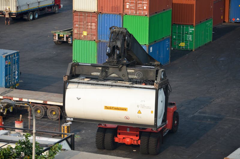 Forklift, Container and Truck Stock Image - Image of metal, truck: 2412043