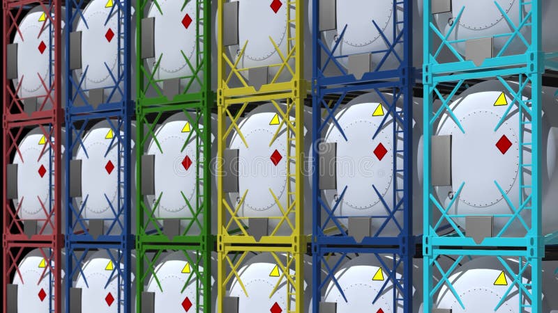 Tank Containers for Purpose of Exporting Liquid Cargo in Rows. ISO ...