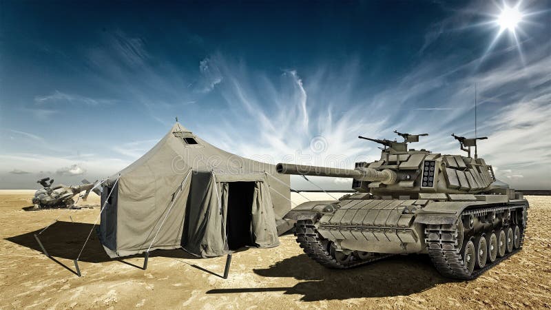 Tank in the desert stock image. Image of conflict, armour - 59543065