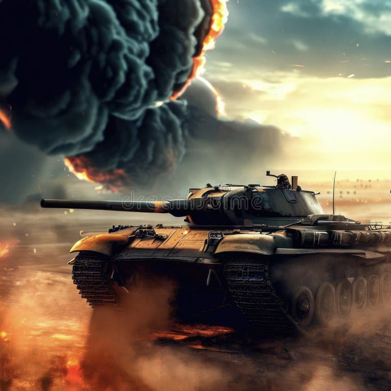 Tank Destroyed in the Area. Generated Ai Stock Illustration ...