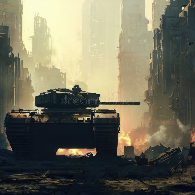 Tank Destroyed in the Area. Generated Ai Stock Illustration ...