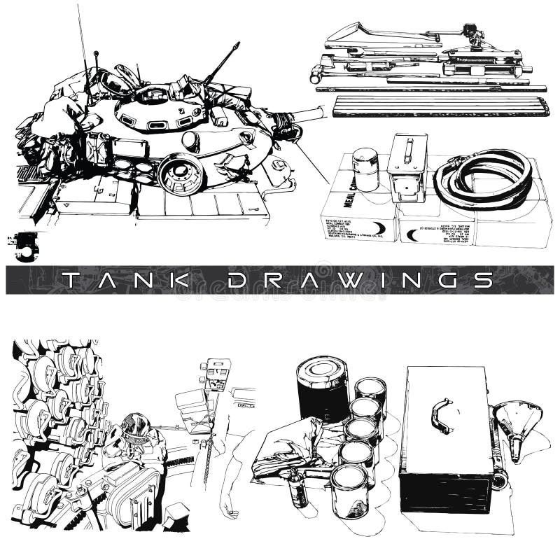Tank drawings stock vector. Illustration of armament - 228508970