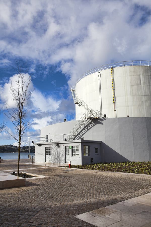 White Tanks in Tank Farm with Iron Staircase Stock Photo - Image of ...