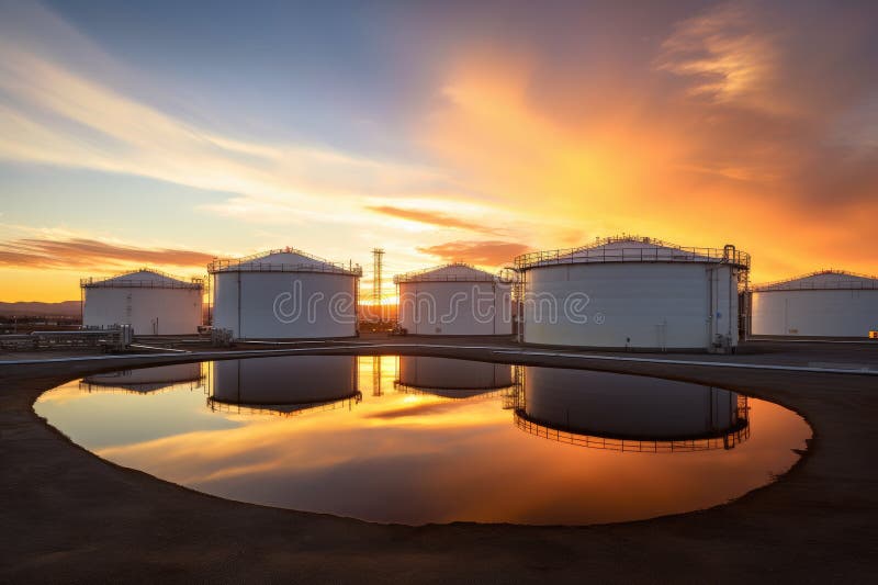 Tank Farm with Rows of Oil Storage Tanks. Stock Illustration ...