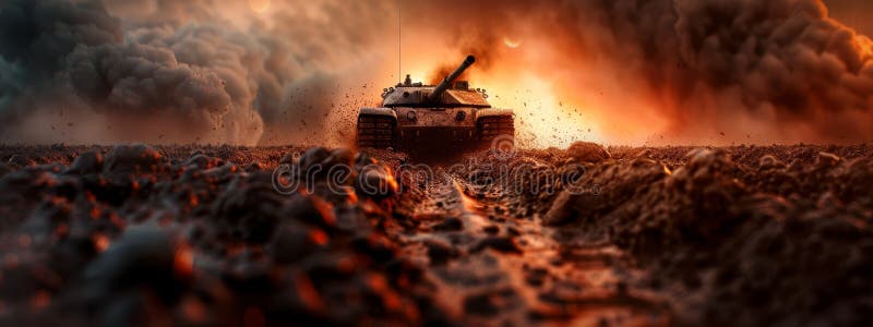 Tank in a Field Emitting Large Plumes of Smoke from Its Rear Stock ...
