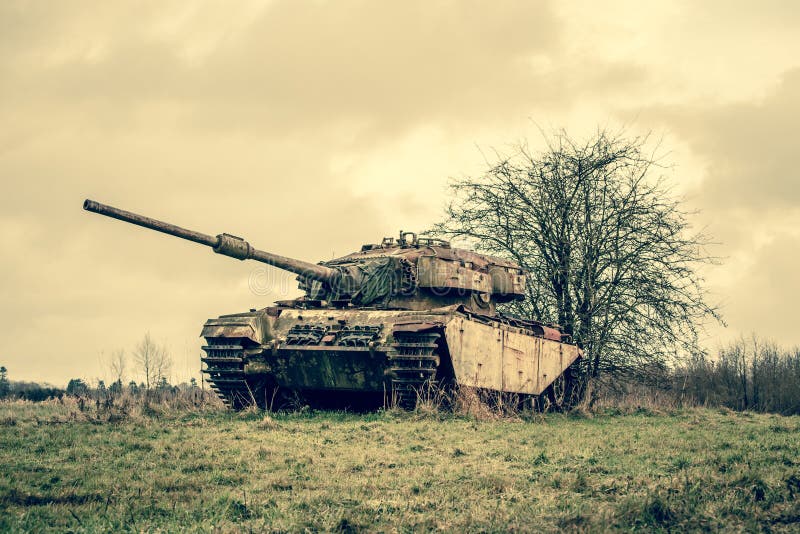 Tank on a field stock photo. Image of nature, machine - 49466100