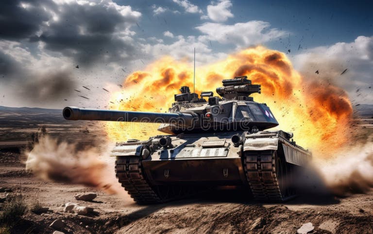 Tank Firing. Created by Generative Artificial Intelligence Stock Image ...