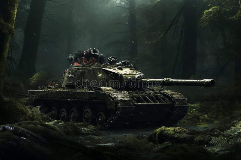Tank in the Forest by Generative AI Stock Illustration - Illustration ...