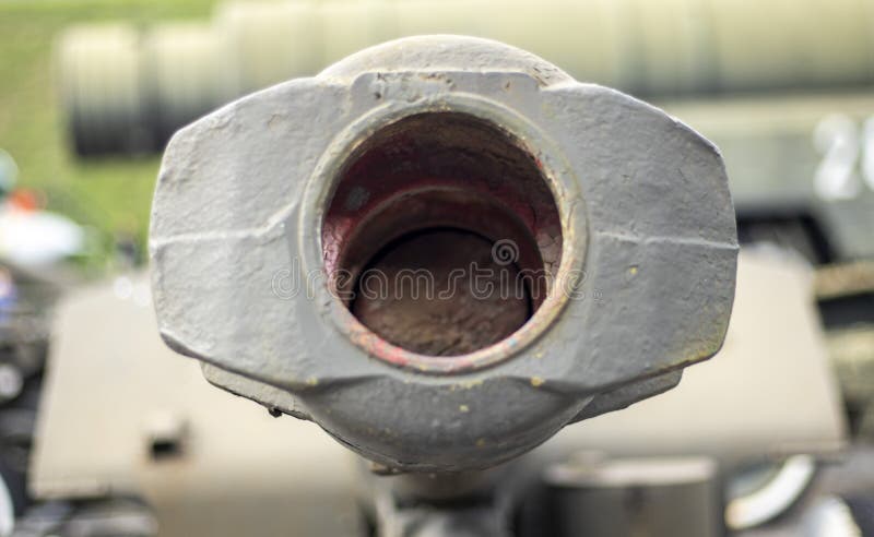 Tank Gun or Barrel. Muzzle or Flash Hider Close-up Stock Photo - Image ...