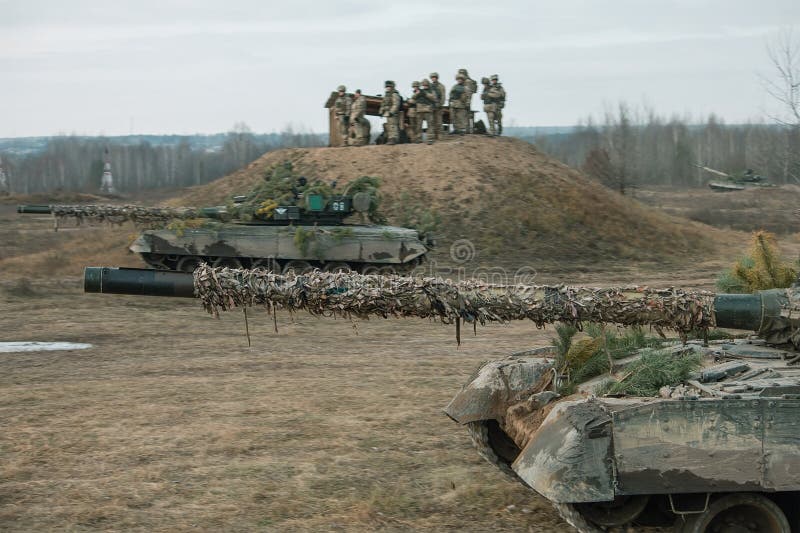 A Tank Hidden Behind Pine Trees in Polygon Stock Photo - Image of ...