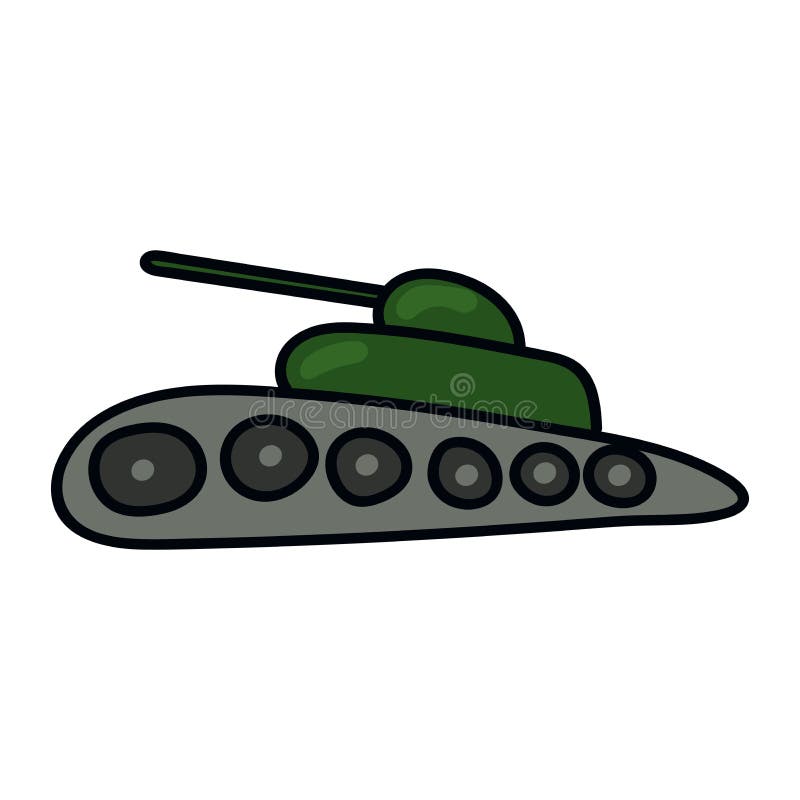 Tank Icon in Color Drawing. Military Weapon War. Stock Illustration ...