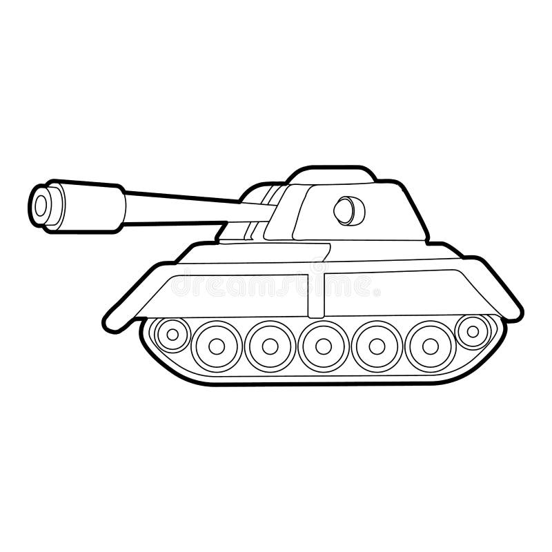 Tank icon, outline style stock vector. Illustration of armored - 85982333