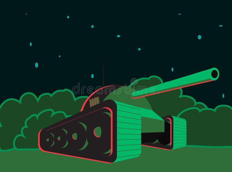 Tank night in the bush stock vector. Illustration of conflict - 63548718