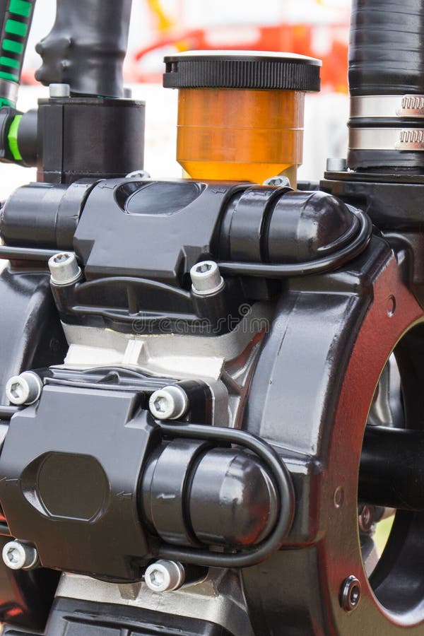 Tank with Oil in Engine of Agricultural or Industrial Machine Stock ...