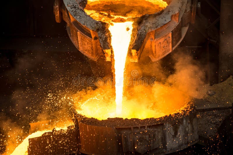 Tank Pours Liquid Metal at the Steel Mill Stock Image - Image of ...