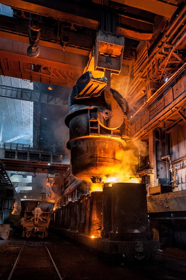 Tank Pours the Liquid Steel in the Molds Stock Image - Image of ...