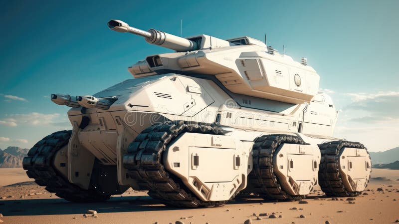 A Tank with a Sleek White Finish and a Mounted Rocket Launcher ...