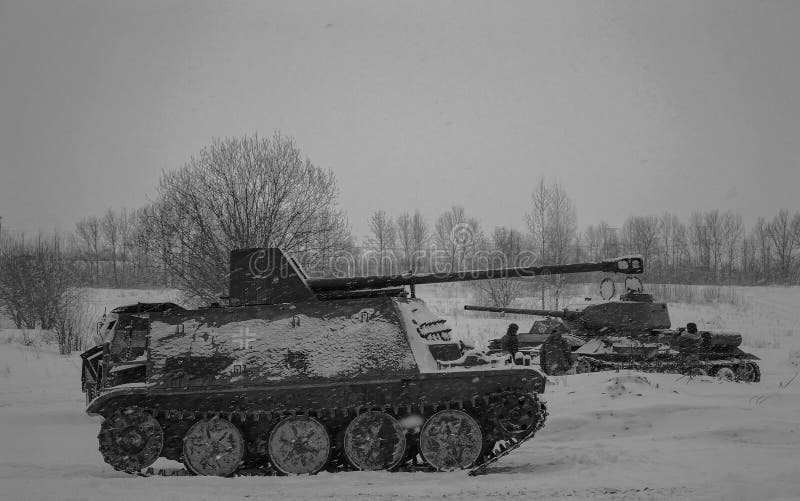 Tank in the snow stock image. Image of white, winter - 243318595
