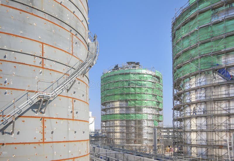 Tank Storage in Construction Yard Stock Image - Image of worker ...