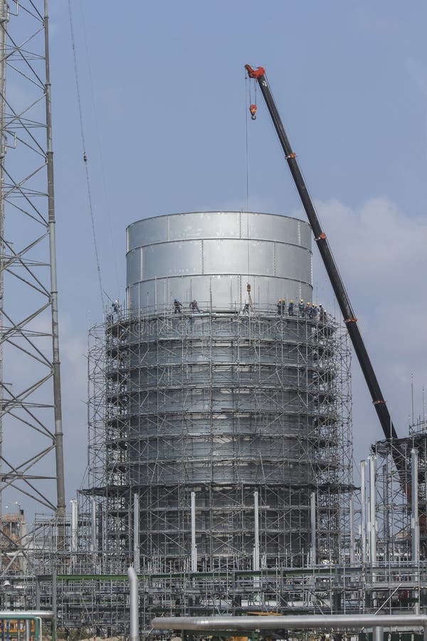 Tank Storage Foundation with Scaffolding Stock Photo - Image of tank ...