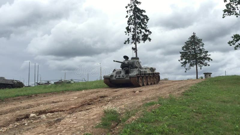 Soviet T-34 Tank Driving Past Spectators in Slow Motion. Minsk, Belarus ...