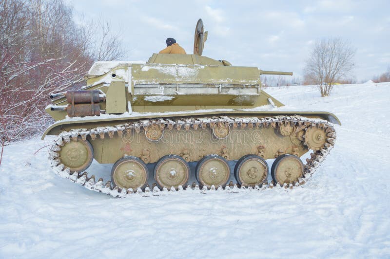 Tank T-70 with an Unfolded Cover of the Engine Compartment Stock Photo ...