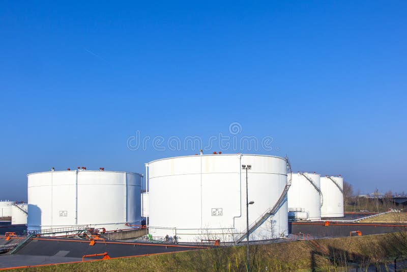 Tank in Tank Farm with Blue Sky Stock Photo - Image of metal, huge ...