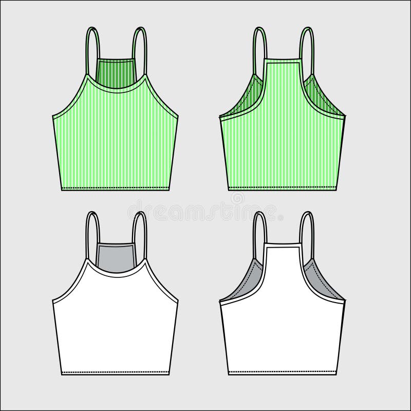 Women Top Sketches. Tank Top Fashion Flat Sketch Template Stock Vector ...