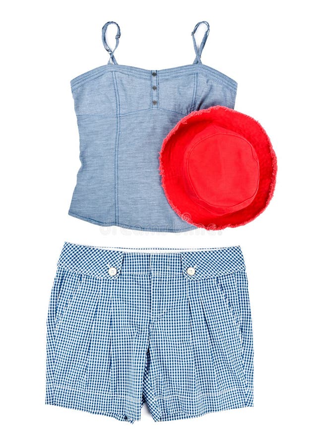 Tank Top, Shorts and Red Hat Stock Photo - Image of blue, summer: 19639156