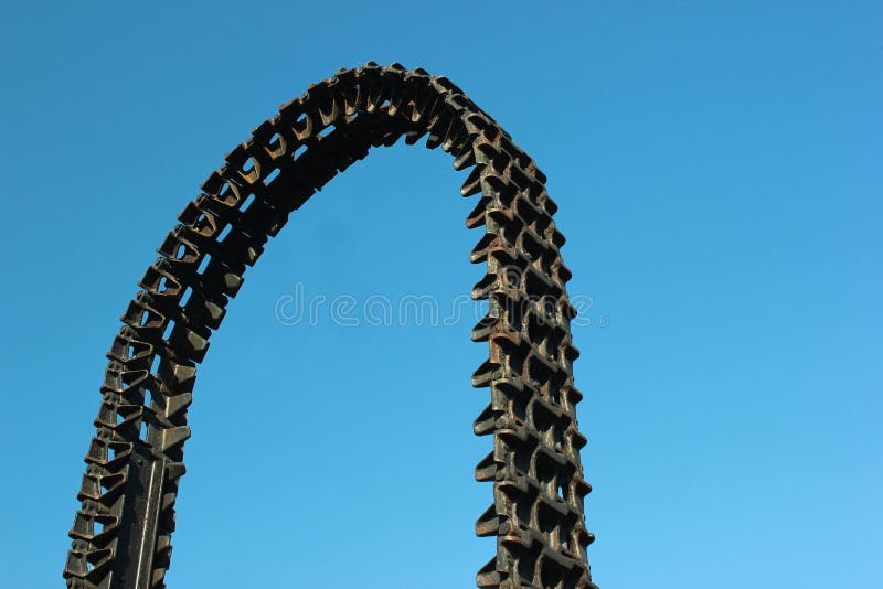Tank Track Shoe on Blue Sky Background Stock Photo - Image of metal ...