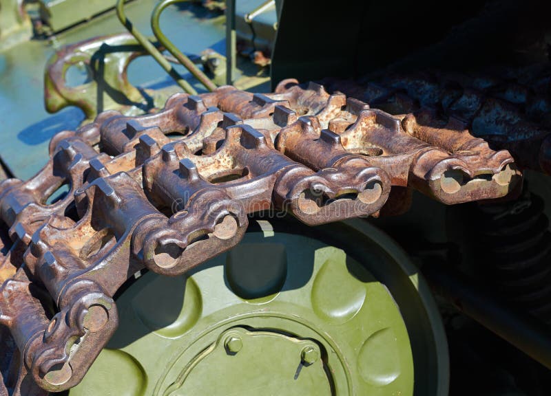 Tank Tracks Huge Green Panzer. Stock Image - Image of power, force ...