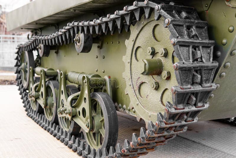 Tank Tracks. Tank of the Second World War. Track Armor Close-up. Black ...